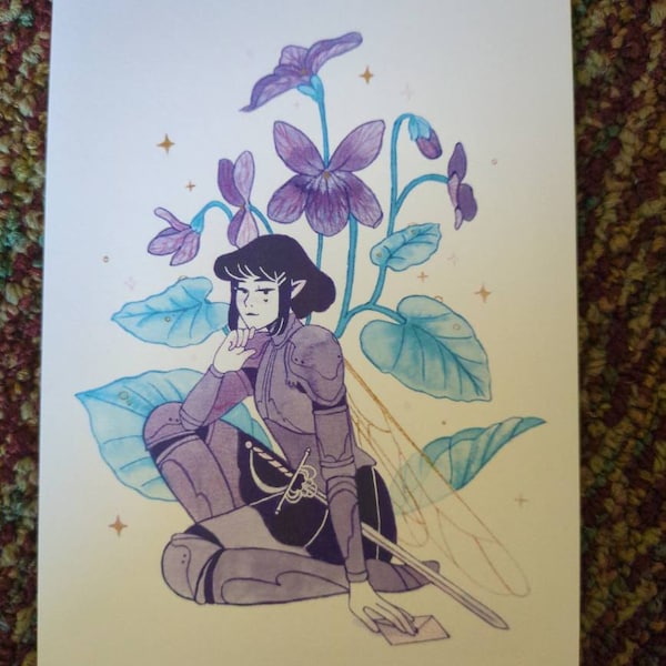 Mini Print - the Violet Knight | Original Art, Drawing, Wall Art - Etsy