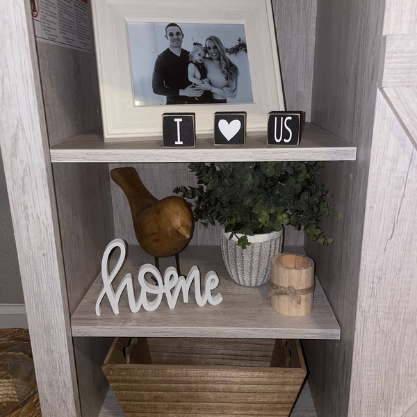 Small Wood Sign, Set of 3 Blocks, 1.5", Mantle Decor, Shelf Sitter ...