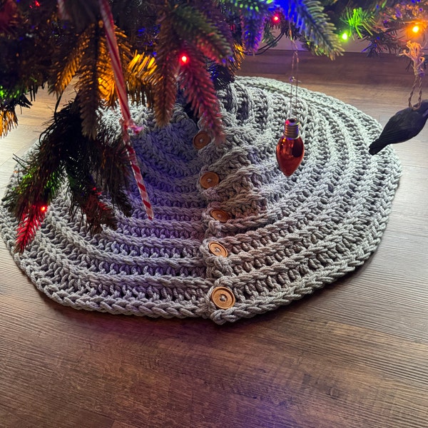 Farmhouse Christmas Tree Skirt / Crochet Rustic Christmas Tree Skirt ...