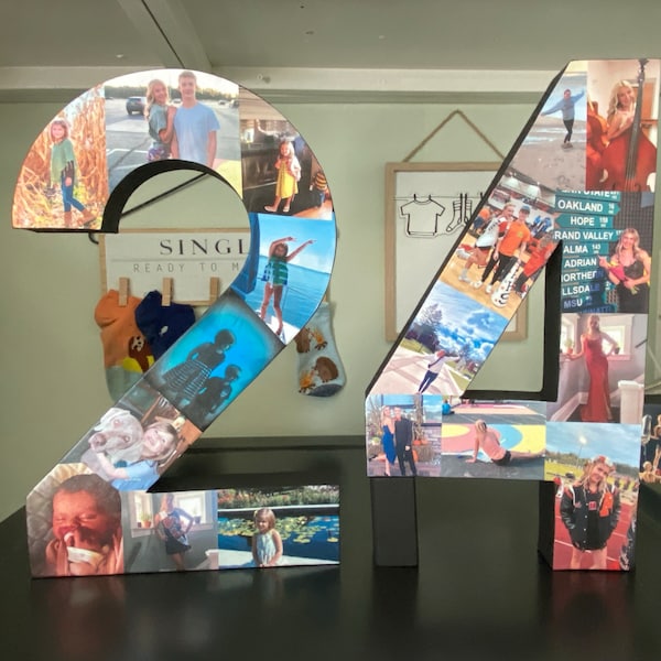 Freestanding Letter, Photo Collage Letter, Single Character, Wood 3D ...