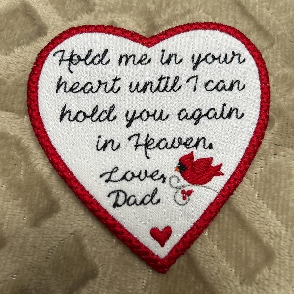 Heart Memory Patch With Cardinal Personalized Quilted & Embroidered for ...