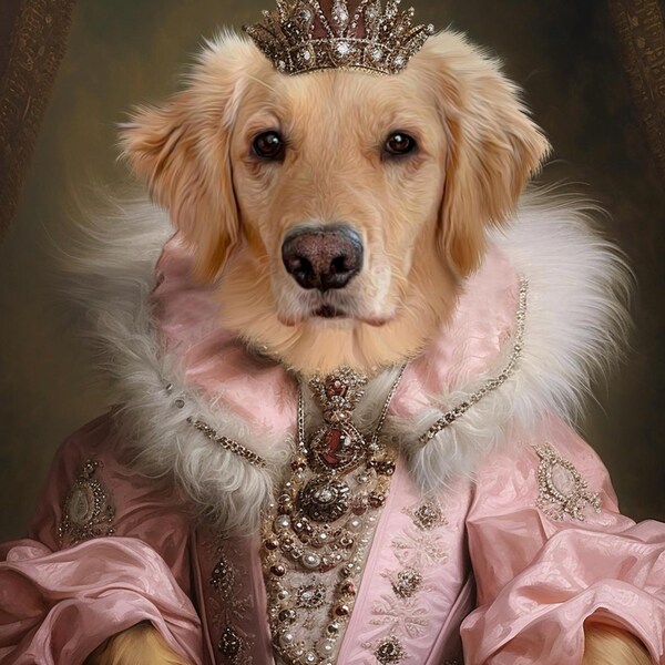 Custom Regal Pet Portrait, Royal Dog Painting, Pet Portrait, Royal Dog ...