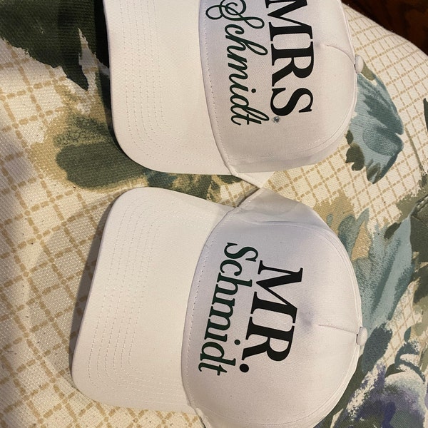 Personalized Mr. & Mrs. Baseball Cap Set, Mr and Mrs Baseball Hat Set ...