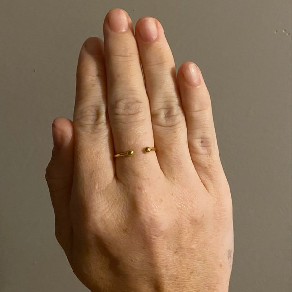 Two Ball Open Ring - Minimalist Ring - Tiny Gold Ring - Dainty Ring ...
