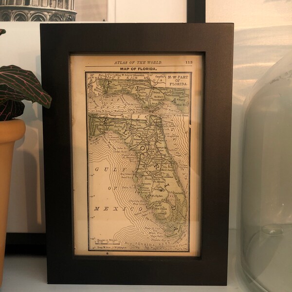 1888 Tiny FLORIDA State Map Antique Miniature Map of Florida Gallery ...
