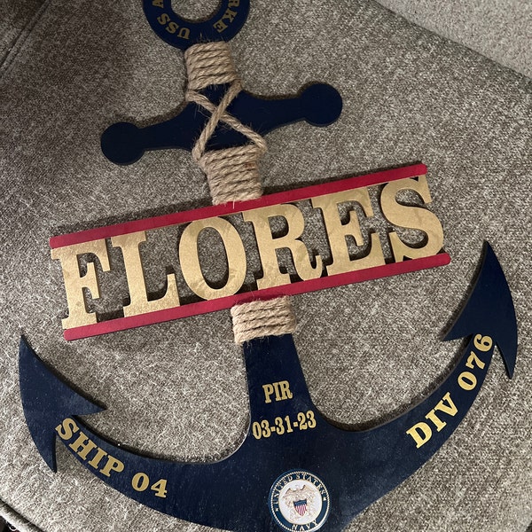 Personalized Navy Anchor/anchor Welcome Wreath/navy Moms/anchor Door ...