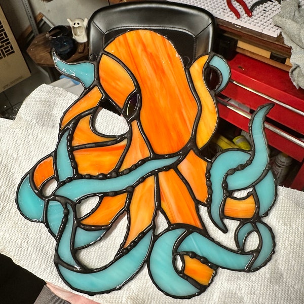 Octopus Stained Glass Pattern Digital Download PNG PDF SVG Glass ...