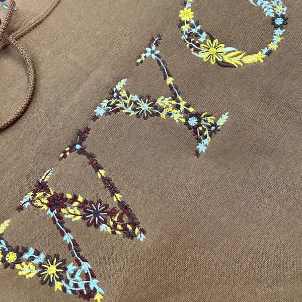 A to Z Floral Embroidery, Flower Font Alphabet Machine Embroidery ...