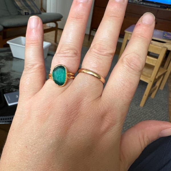 Emerald Green Gemstone Ring, Green Gemstone Gold Ring, Vintage Gold ...