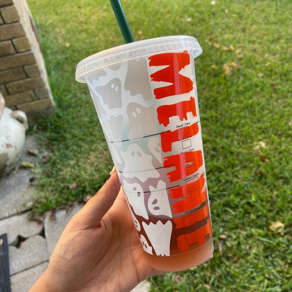 Ghost Starbucks Cold Cup Tumbler: Reusable Iced Coffee Cup (24oz) - Etsy