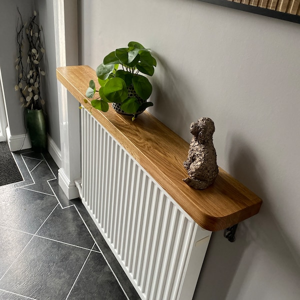 12cm Deep Solid OAK Wooden Floating Shelf With ENERGY-SAVING Radiator ...