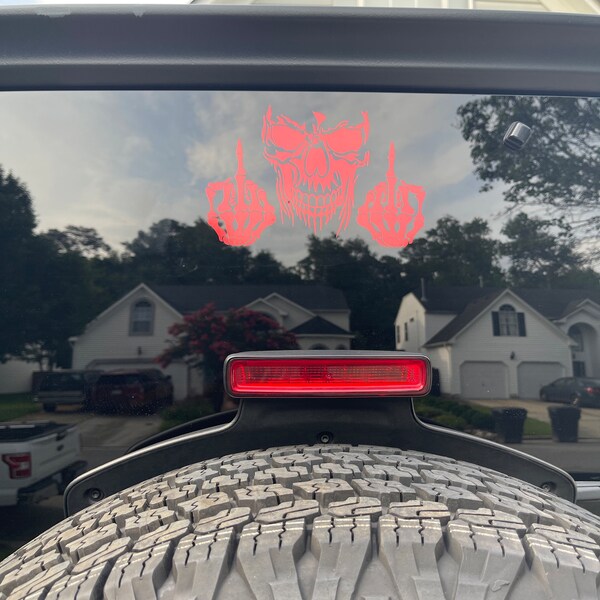 Skull With Middle Finger Vinyl Decal, Skull Decal, Skull Sticker, Skull ...