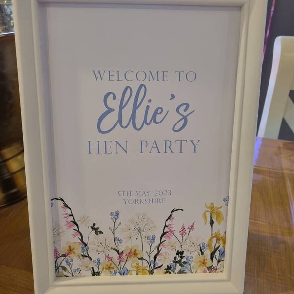 Wildflower Personalised Hen Party Sign | Welcome Hens Party Sign | Hen ...