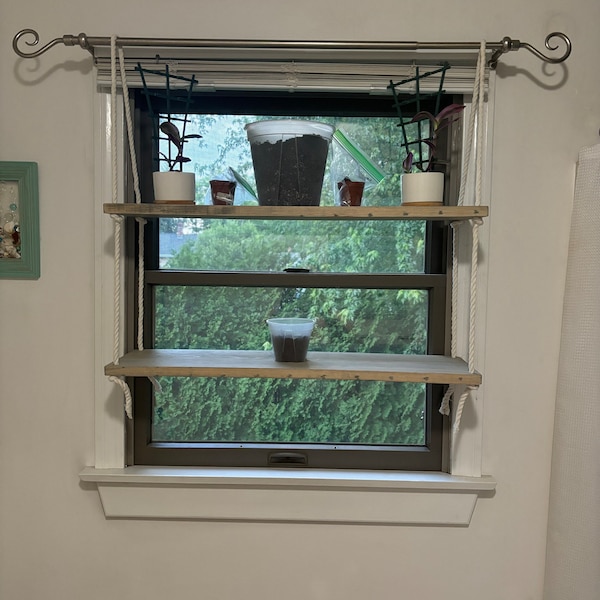 Hanging Window Shelves | Window Plant Shelf {2 Tiered} | Window ...
