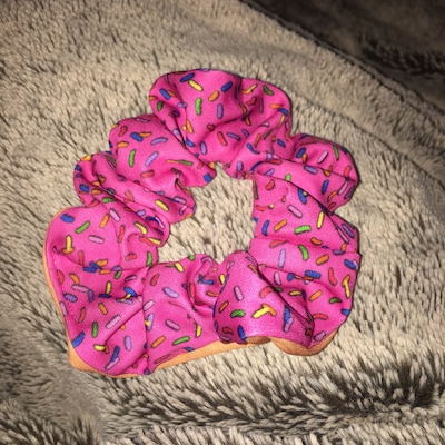 Pink Sprinkle Donut Scrunchie Hair Tie, Doughnut Hair Tie Scrunchy - Etsy