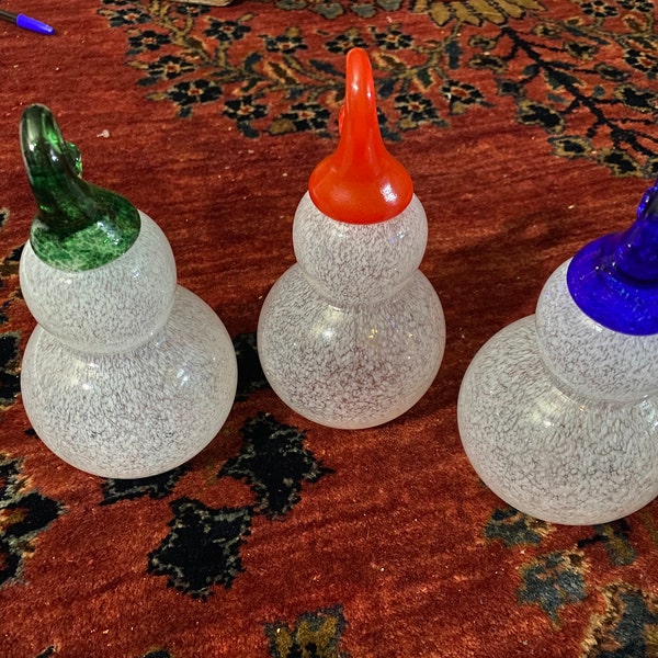 Handmade Blown Glass Pumpkin, Fall Spotty Pumpkin With Curly Tan Stem ...