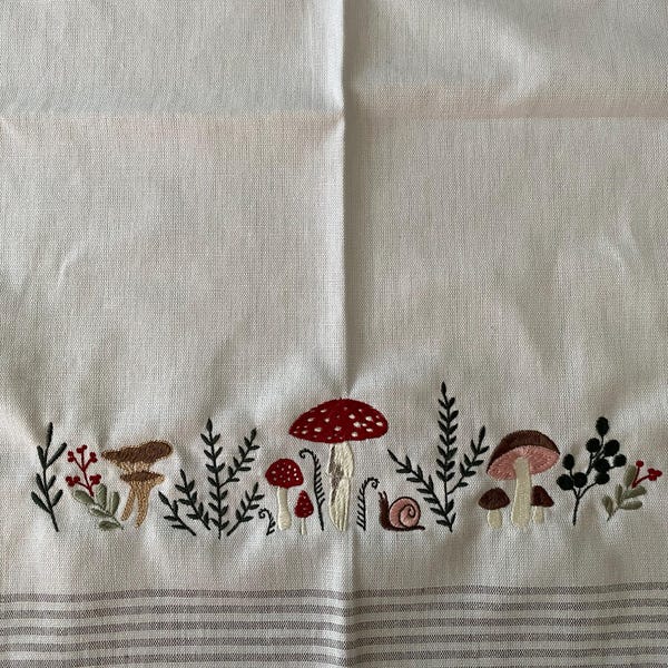 Enchanted Forest Mushrooms Border Machine Embroidery Design, Instant ...