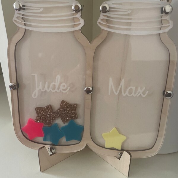 Wooden Double Reward Jar • Natural Wood Finish • Reward Chart • Good ...