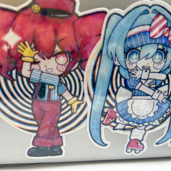 Chibi Mesmerizer Miku and Teto Double-sided Acrylic Keyring/bag Charm ...