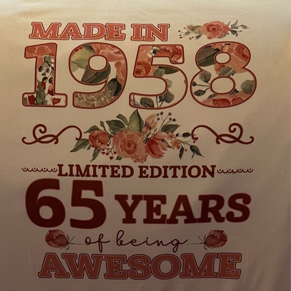 65th Birthday Shirt PNG / Born in 1959 Floral Design / Made in 1959, 65 ...