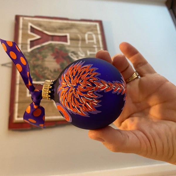 Full Body Tiger Hand Painted in Clemson Colors on Larger 3.1" Frosted ...