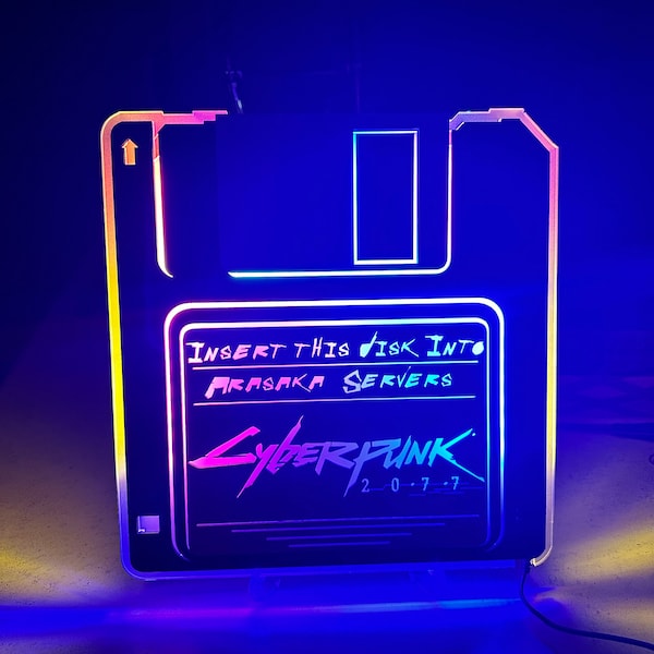 Cyberpunk 90s Floppy Disk Game Room Decor | Retro Diskette Wall Night ...