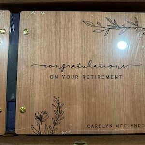 Personalized Retirement Gift, Wooden Guest Book With Custom Engraved ...