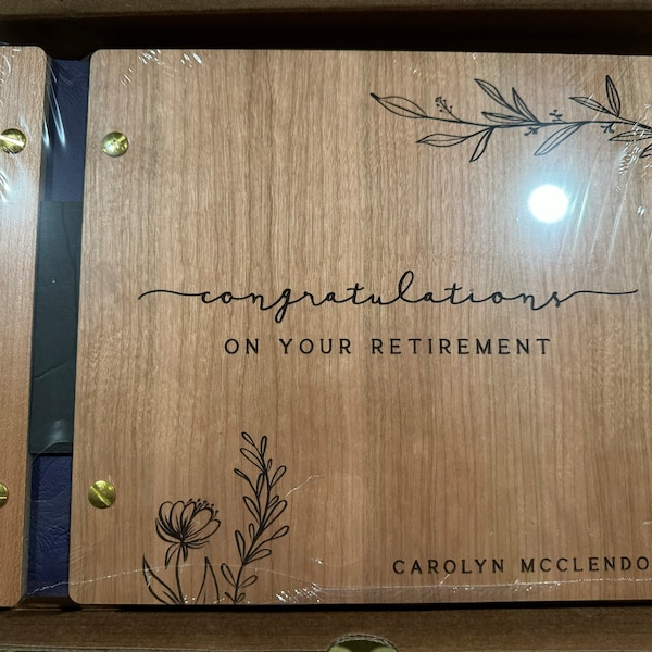Personalized Retirement Gift, Wooden Guest Book With Custom Engraved ...