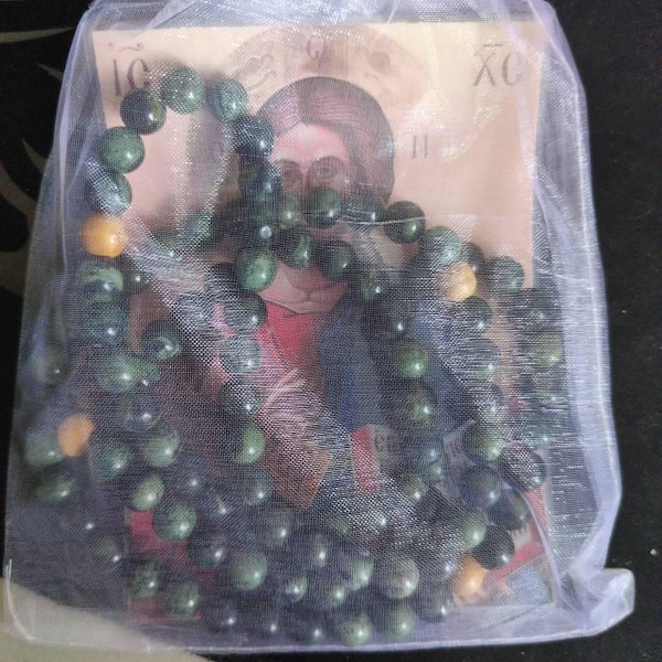 Orthodox Prayer Rope, Garnet and Jade Gemstone Beads, Hematite Stone ...