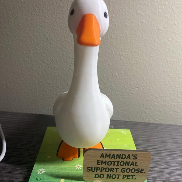 Emotional Support Desk Goose, Customized Sign, Stand for ...