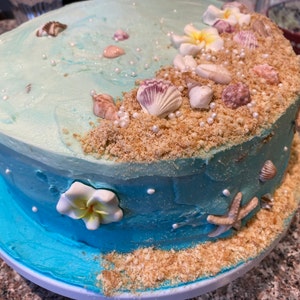 DIY Cake/cupcake Set Edible Sugar Sea Shells Plumeria and Pearls Sea ...