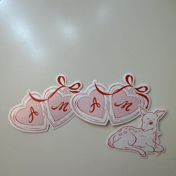 Custom Initials Heart Locket Sticker, Anniversay Gift, Hand-drawn ...