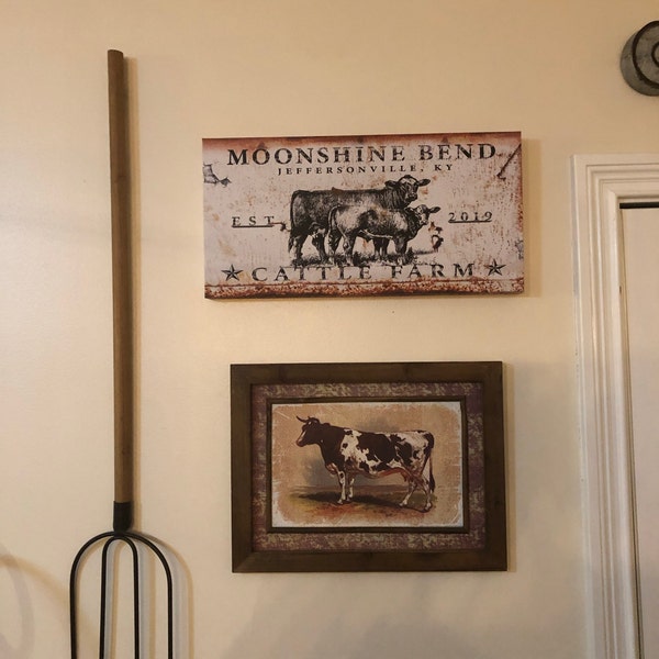 Rustic Cattle Ranch Sign Established Personalized Farmhouse Wall Art ...