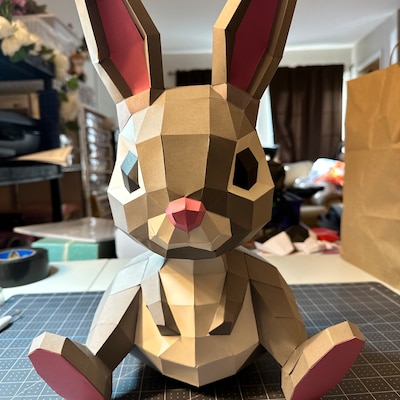 Bunny Papercraft 3D DIY Low Poly Paper Crafts Easter Rabbit Decor Model ...