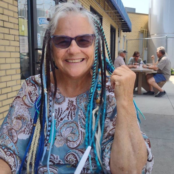 Wool Dreadlocks Ombre Shades of Brown on Blue, Sky Blue, Mint +braids ...