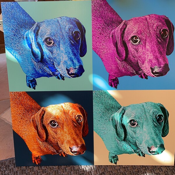 Andy Warhol Custom POP ART Pet Dog Cat Portrait From Photo on Large ...