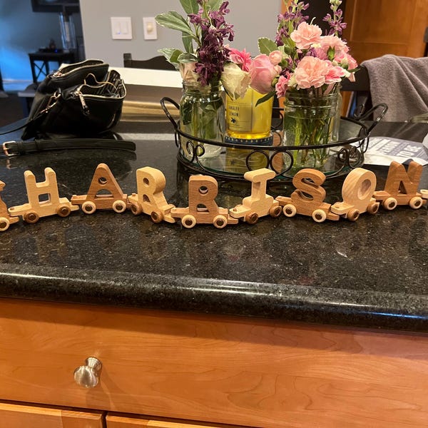 Wooden Train With Name-personalized Train-name Toy-wooden Custom Train ...