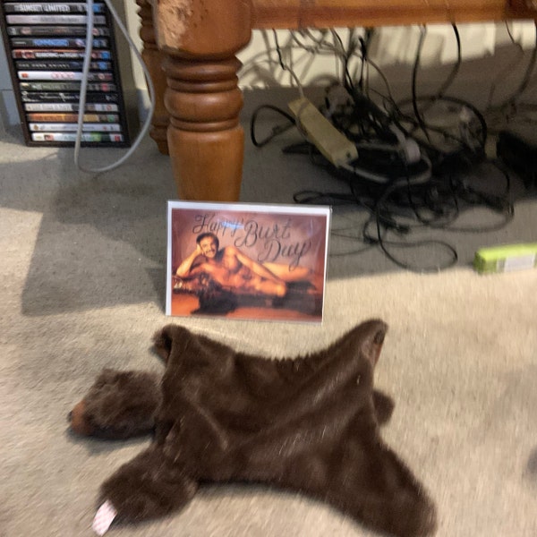 Funny Burt Reynolds Birthday Card: Bear Skin Rug, Gold Envelope - Etsy