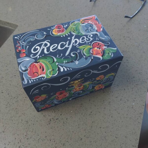 Norwegian Rosemaled Recipe Box - Etsy