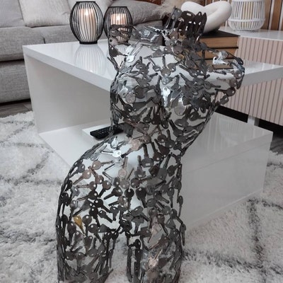 Female Torso silver Wall Sculpture, 3D Wall Art, Indoor Outdoor Art ...