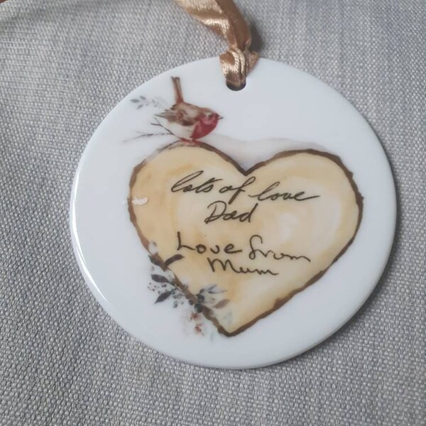 Actual Writing | Robin Slate Bauble | Personalised | Loved Ones Writing ...