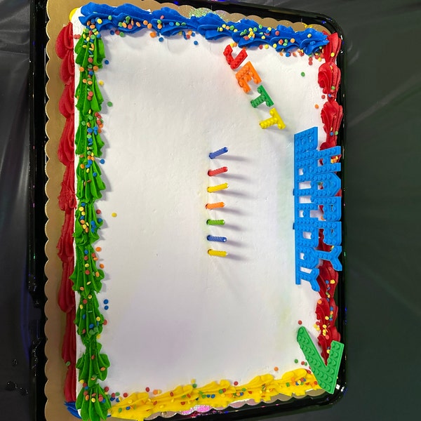 Mega Custom Brick Birthday Topper Cake Set, Personalized Happy Birthday ...