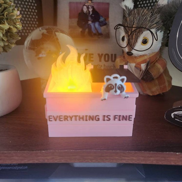 Dumpster Fire LED Desk Decor – Hand-painted Flame, Custom Text – Funny ...