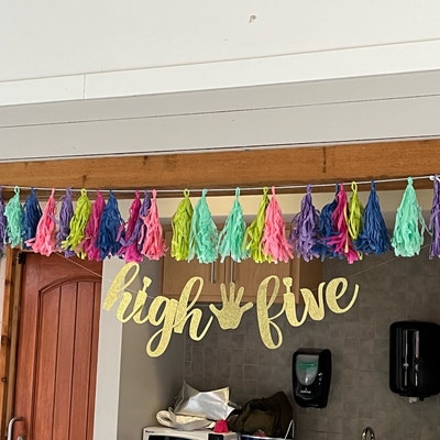 5th Birthday Banner, High Five Banner, Happy 5th Birthday Banner, 5th ...