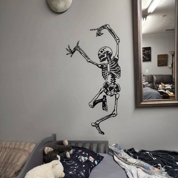 Dancing Skeleton Wall Decal Vinyl Sticker Sign Gift Skull Decor ...