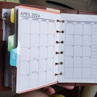 Printed Personal Rings Month on 2 Pages Deluxe Planner Calendar Refills ...