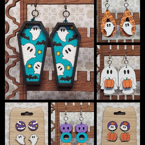 Ghost Earrings SVG Cut File, Ghost Earrings Laser File, Halloween ...