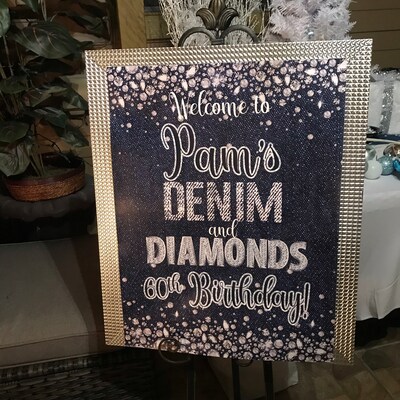 Denim and Diamonds Welcome Sign, Welcome to the Party Sign, 40th ...