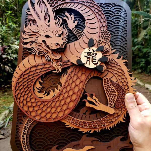 Year of the Dragon Layered Wood Wall Art: Laser Cut Files - Etsy