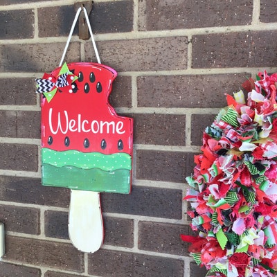Welcome POPSICLE Watermelon SIGN Wall Art Door Hanger Plaque Pool ...